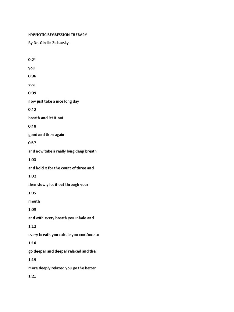 Hypnotic Regression Guide | PDF | Breathing