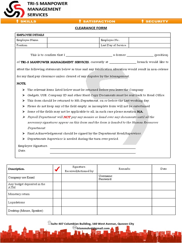Clearance Form - Back Office | Download Free PDF | Computing