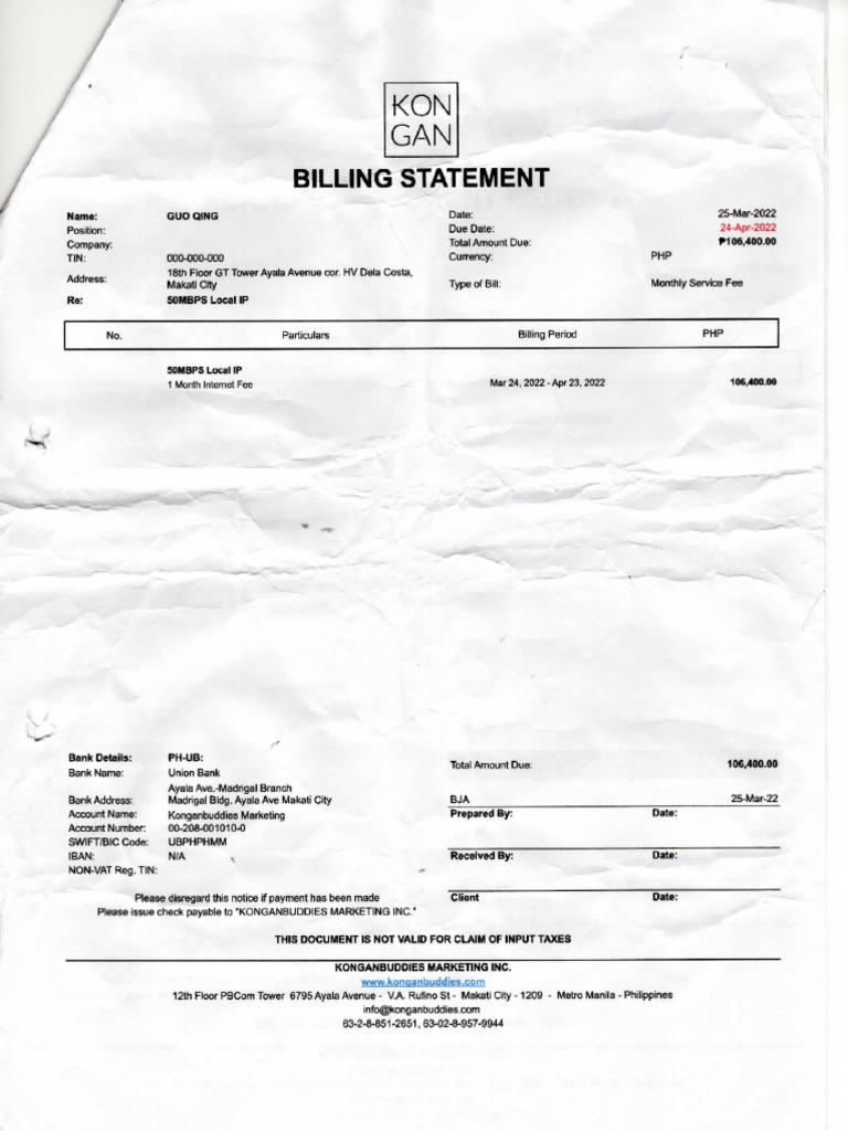 Kongan-Billing Statement 2. | PDF