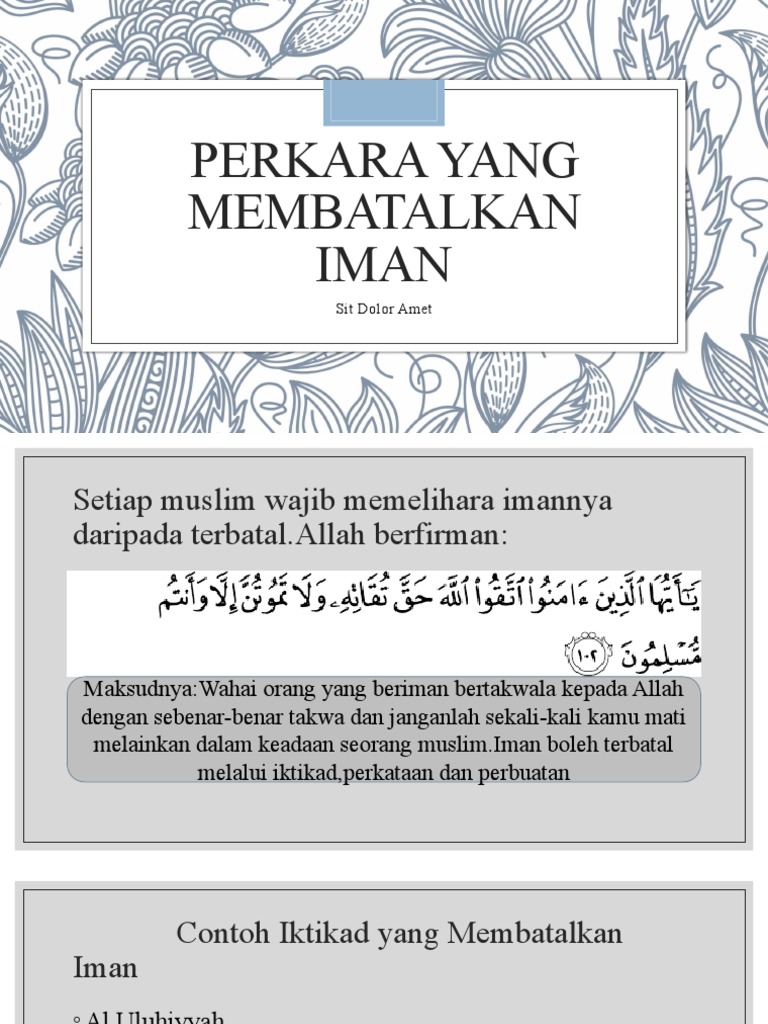 Perkara Yang Membatalkan Iman | PDF