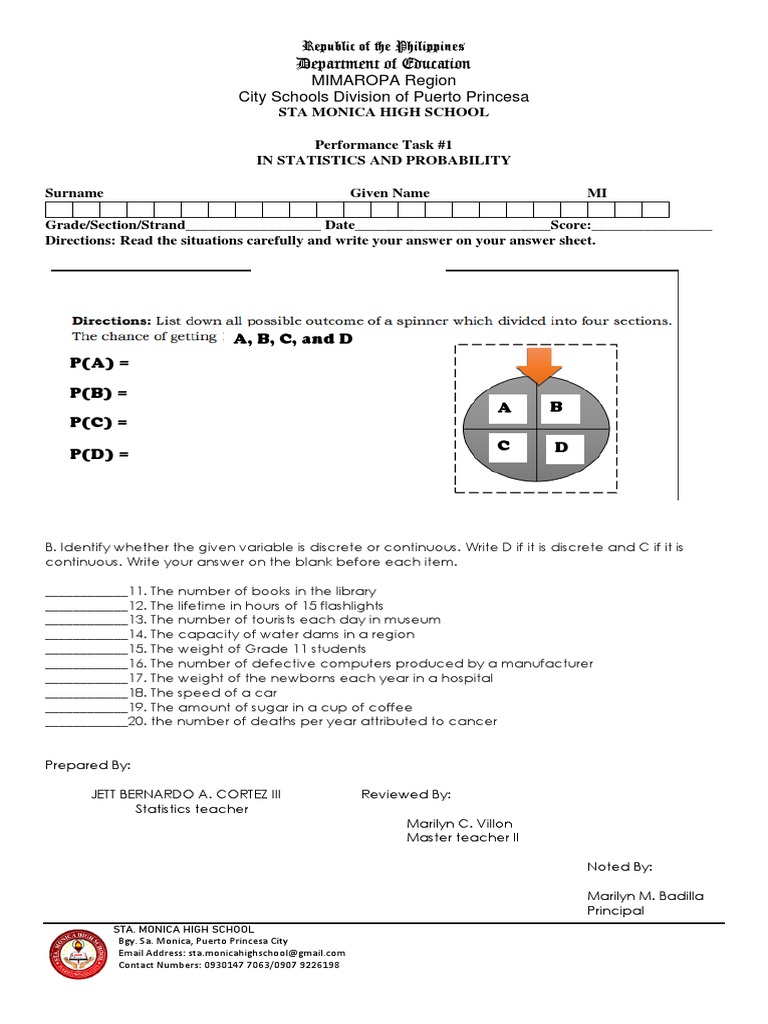Performance TAsk No. 1 To 4 | PDF | Standard Deviation | Variance