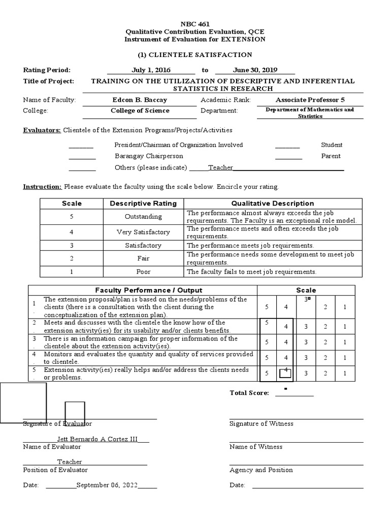 NBC 461 QCE Extension Area Edcon Baccay - DONE | PDF | Statistics ...