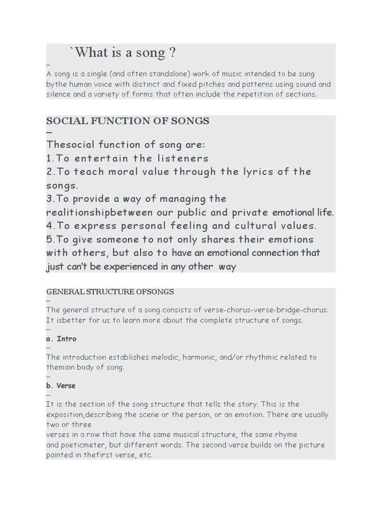 What Is A Song | PDF | Song Structure | Refrain