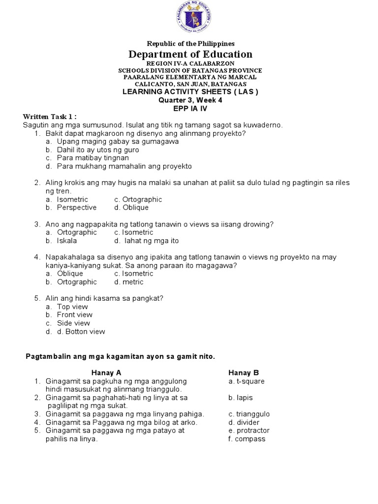Grade 4 LAS Q3 W4 EPP IA | PDF