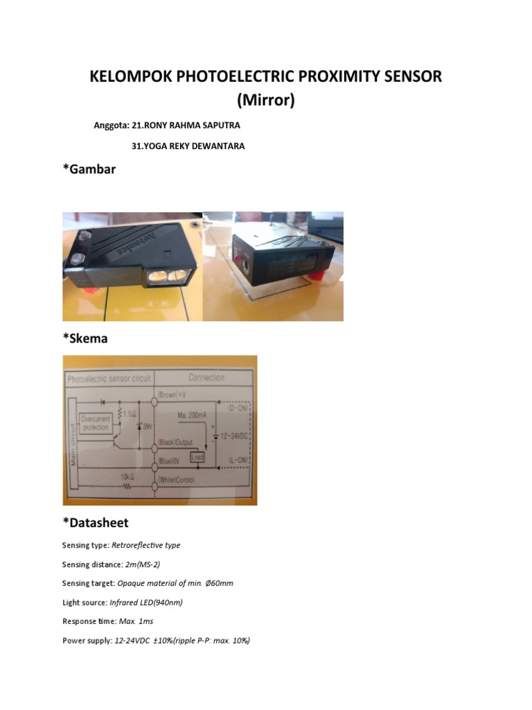 DETEKSI KEDEKATAN MENGGUNAKAN SENSOR PHOTOELECTRIC PROXIMITY | PDF