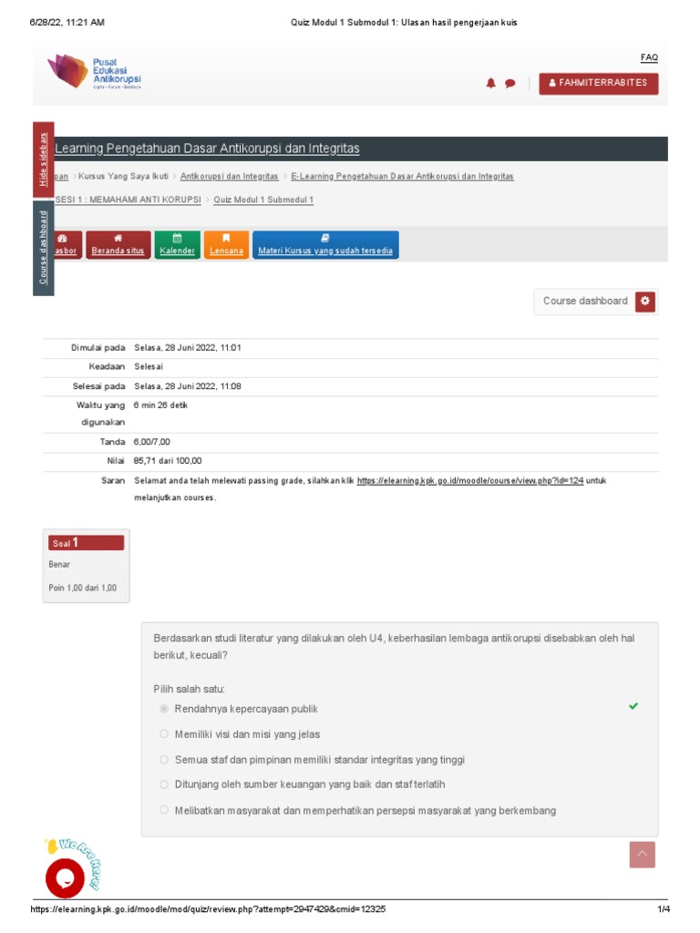 Quiz Modul 1 Submodul 1 | PDF