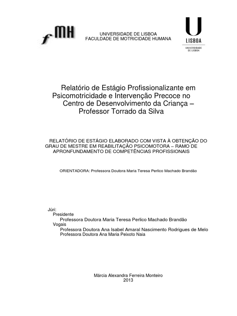 Relatório de Estágio Márcia Monteiro | PDF | Aprendizado | Sociologia
