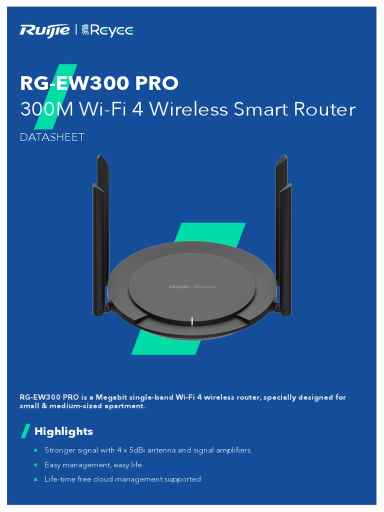 RG-EW300 PRO 300M Wi-Fi 4 Wireless Smart Router Datasheet: Technical ...