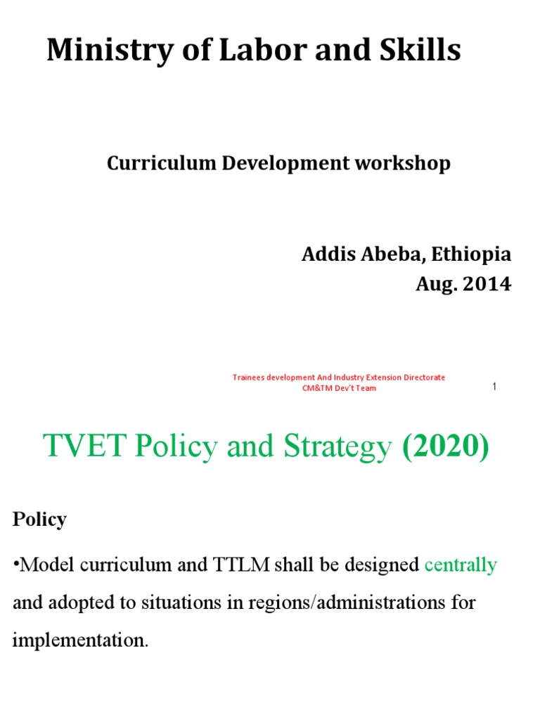 TVET Curriculum Development in Ethiopia | PDF | Competence (Human ...