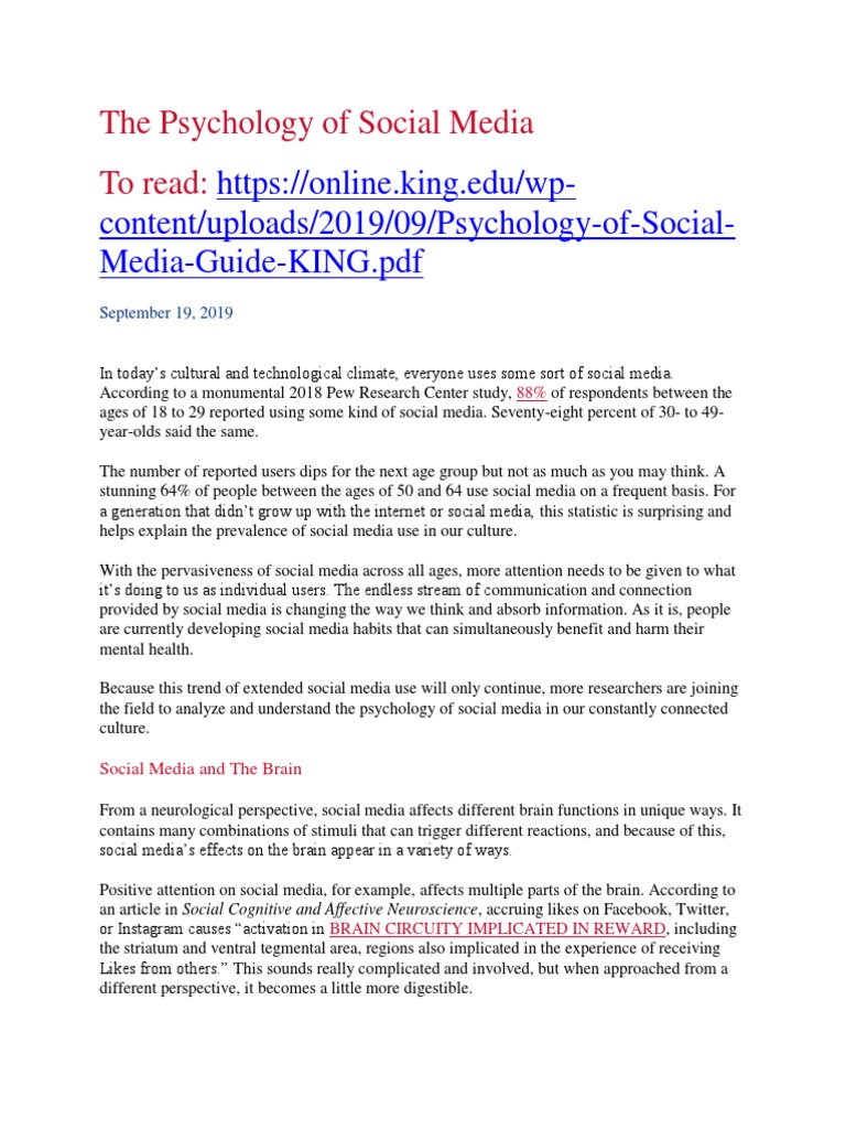 Understanding Social Media Psychology | PDF | Popular Culture & Media ...