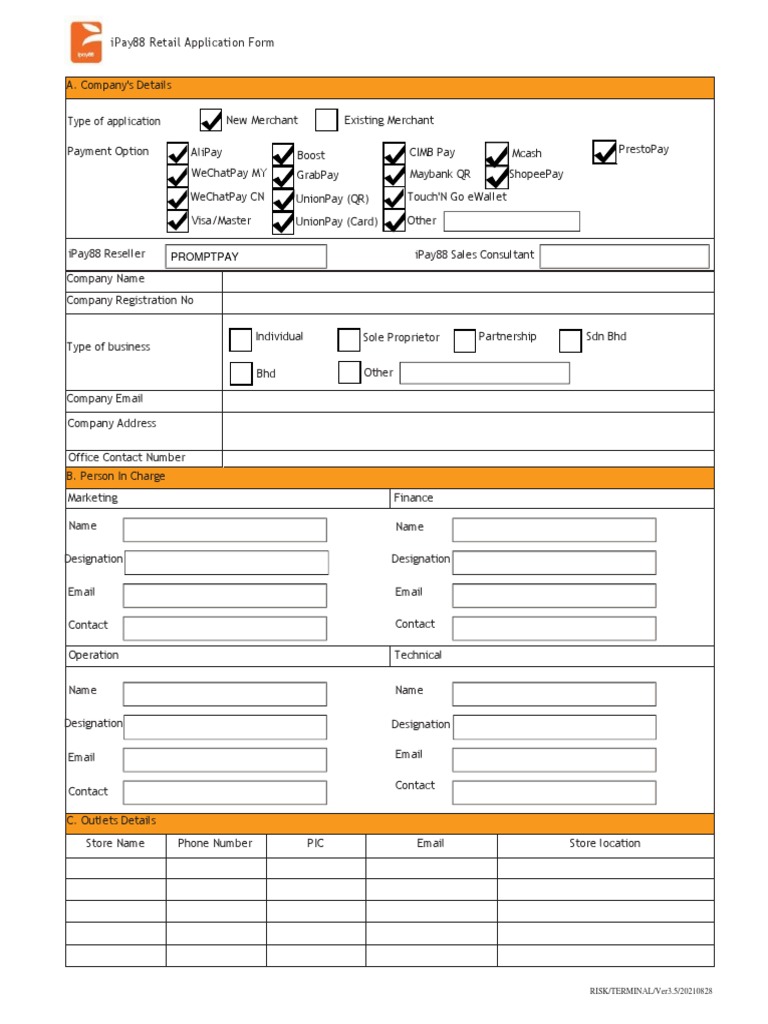 4ipay88 Retail Application Form Ver35 1 | PDF | Fee | Business
