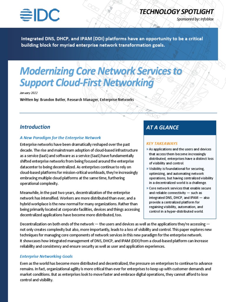 Infoblox Whitepaper Idc Modernizing Core Network Services To Support Cloud First Networking ...