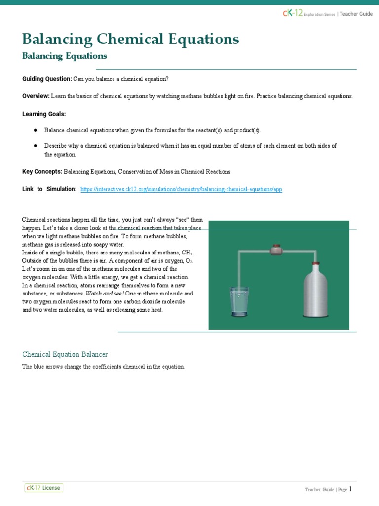 Balancing Chemical Equations Guide | PDF | Chemical Reactions ...