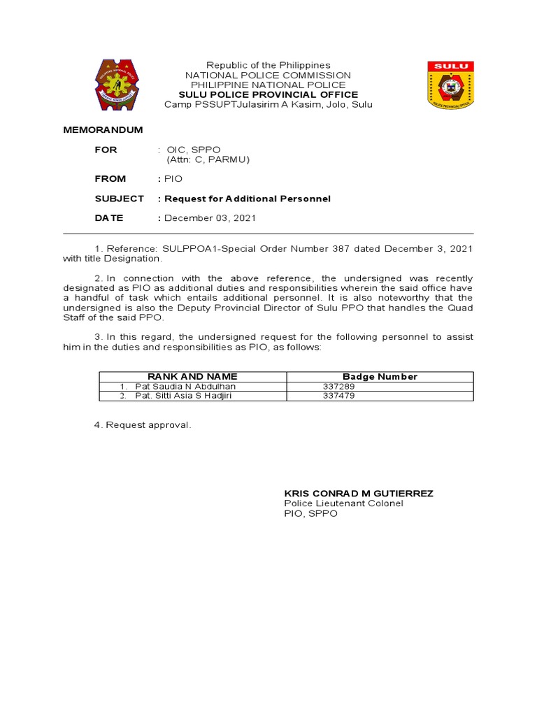 Request Personnel | PDF