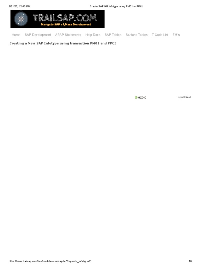 Create SAP HR Infotype Using PM01 or PPCI | PDF | Information Age | Data Management