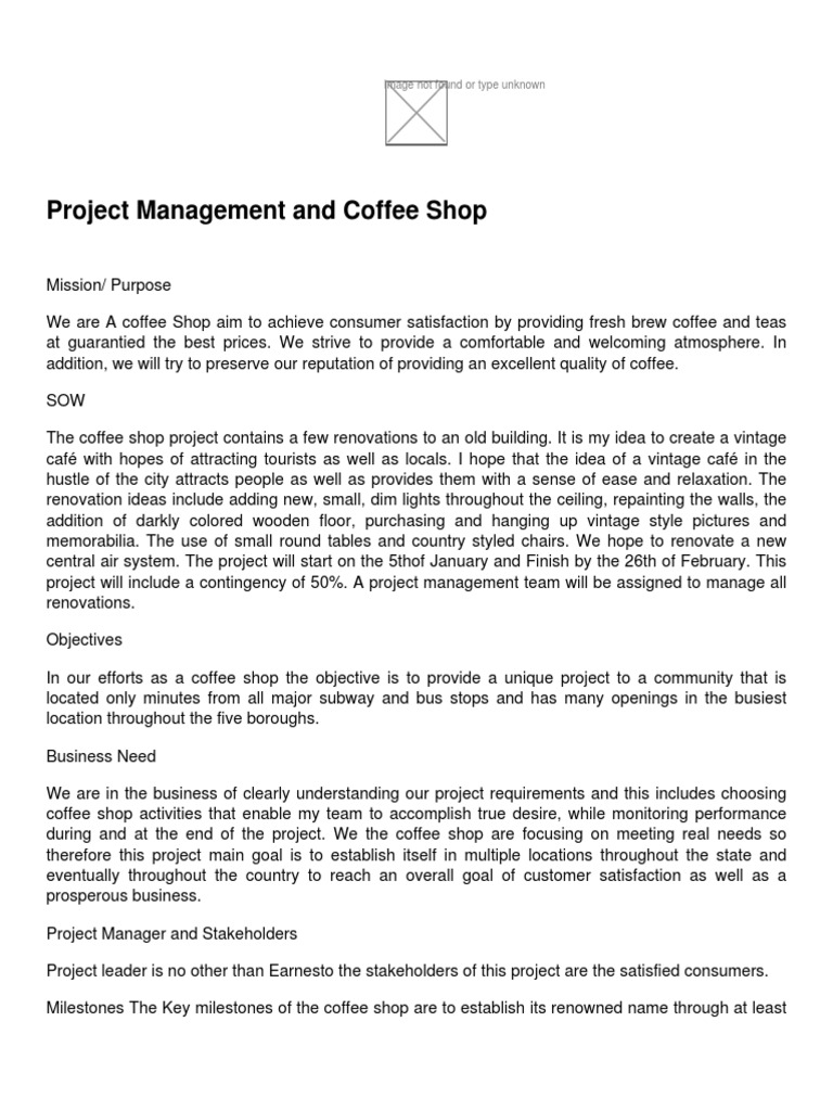 Project Management and Coffee Shop | PDF | Coffee | Coffeehouse