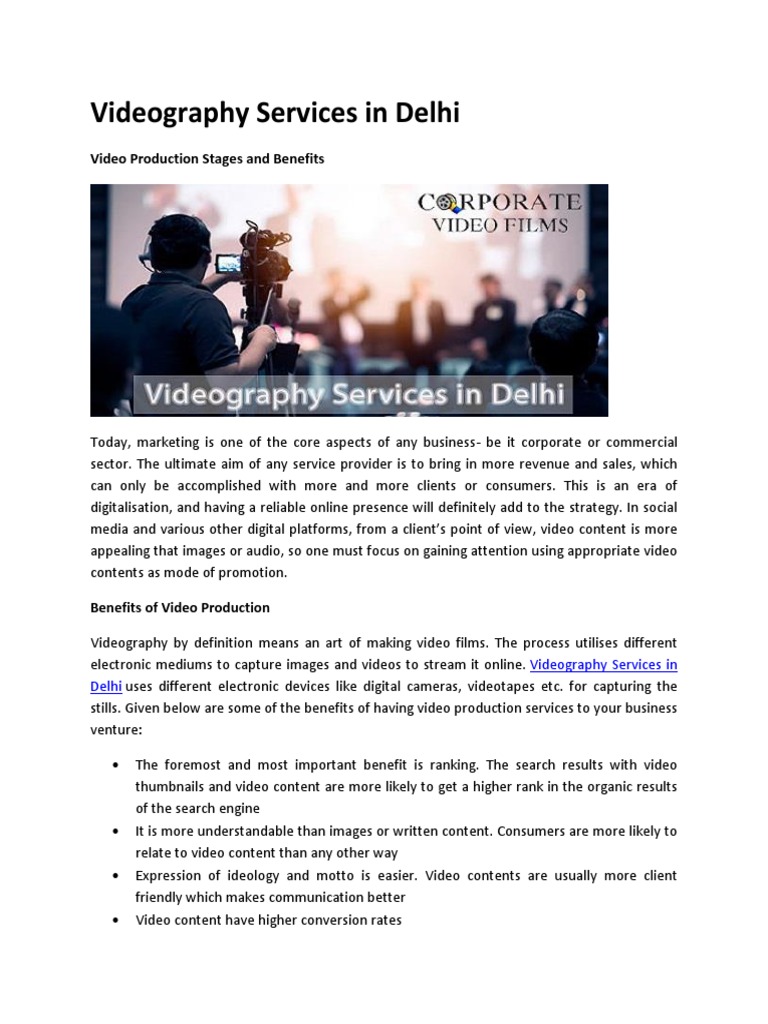 Videography Services in Delhi | PDF | Video | Streaming Media