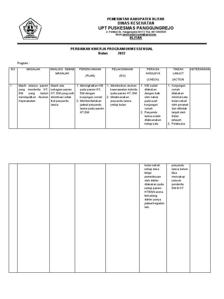 Pdca Program Perkesmas | PDF