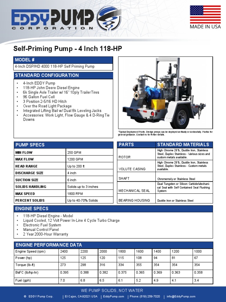 EPC DSP HD 4000 4in 118hp Specs | PDF | Pump | Engines