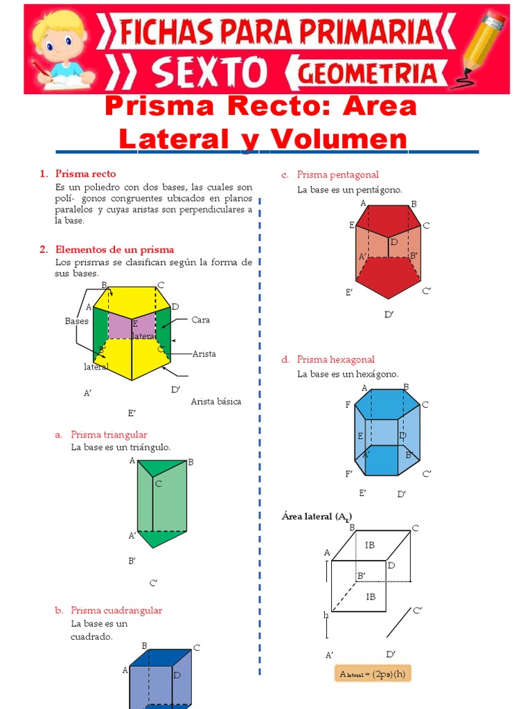 Área Lateral y Volumen Del Prisma Recto para Sexto de Primaria | PDF ...