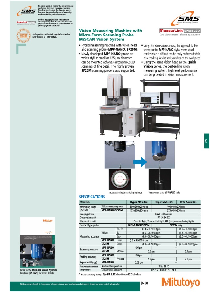 Vision Measuring Machine with Micro-Form Scanning Probe MiSCAN Vision System | PDF | Microform ...