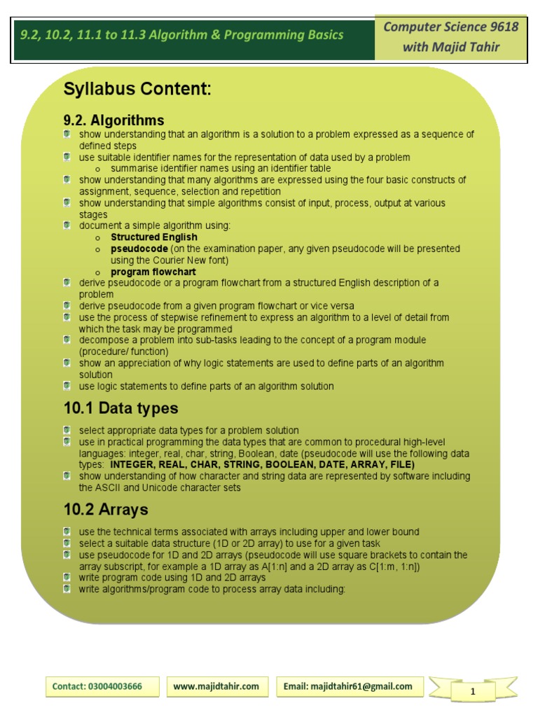 91 113 Algorithm And Programming Basics Mt Pdf Computer Program Programming 