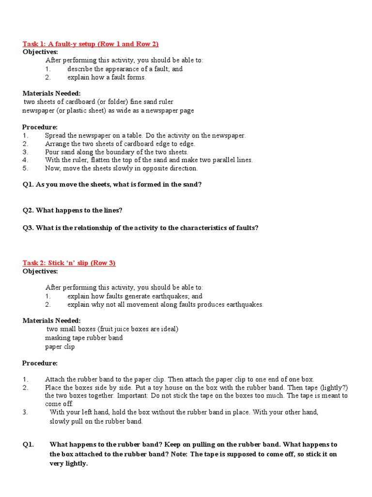 Earthquake and Faults Activity Guide | PDF | Fault (Geology)