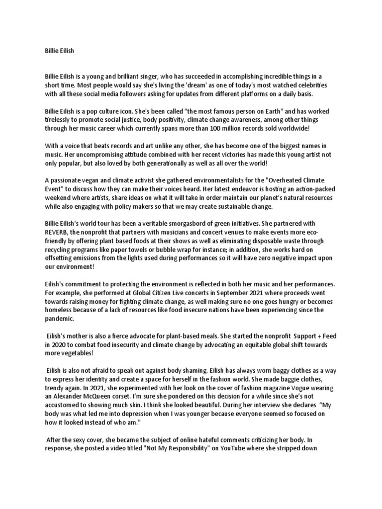 Billie Eilish | PDF | Fashion | Clothing