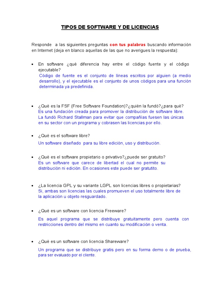 Tipos de Software y Licencias | PDF | Software libre | Software propietario