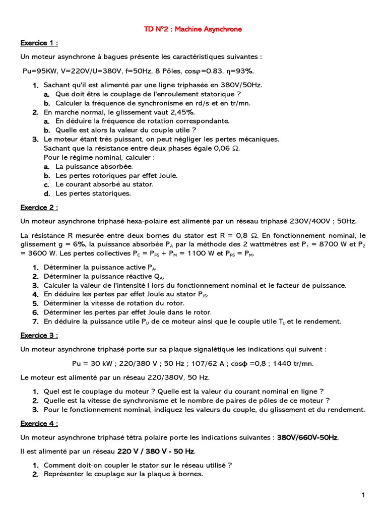 TD Mas | PDF | Puissance (physique) | Ingénierie mécanique