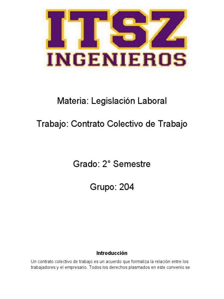 Contrato Colectivo | Descargar gratis PDF | Acuerdo colectivo | Derecho laboral