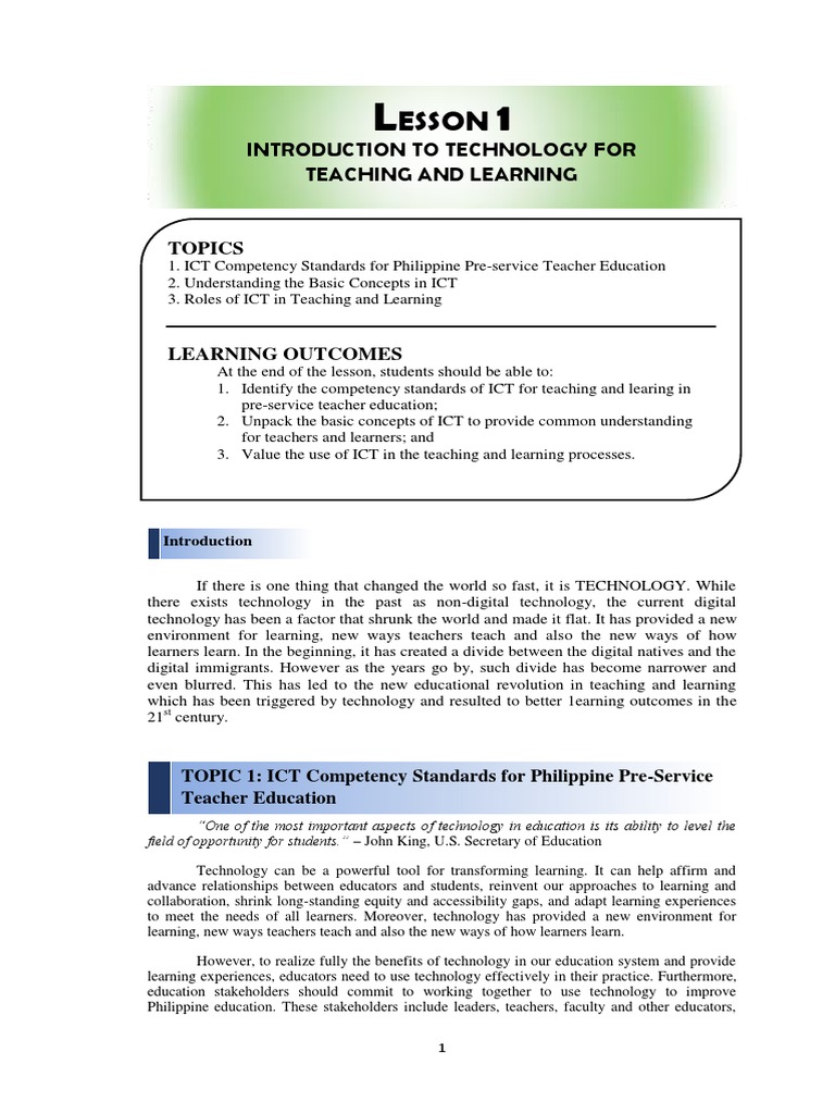 Technology For Teaching and Learning 1 Module 1 | PDF | Educational ...