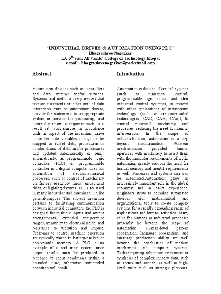 Industrial Drives & Automation Using PLC | PDF | Programmable Logic ...