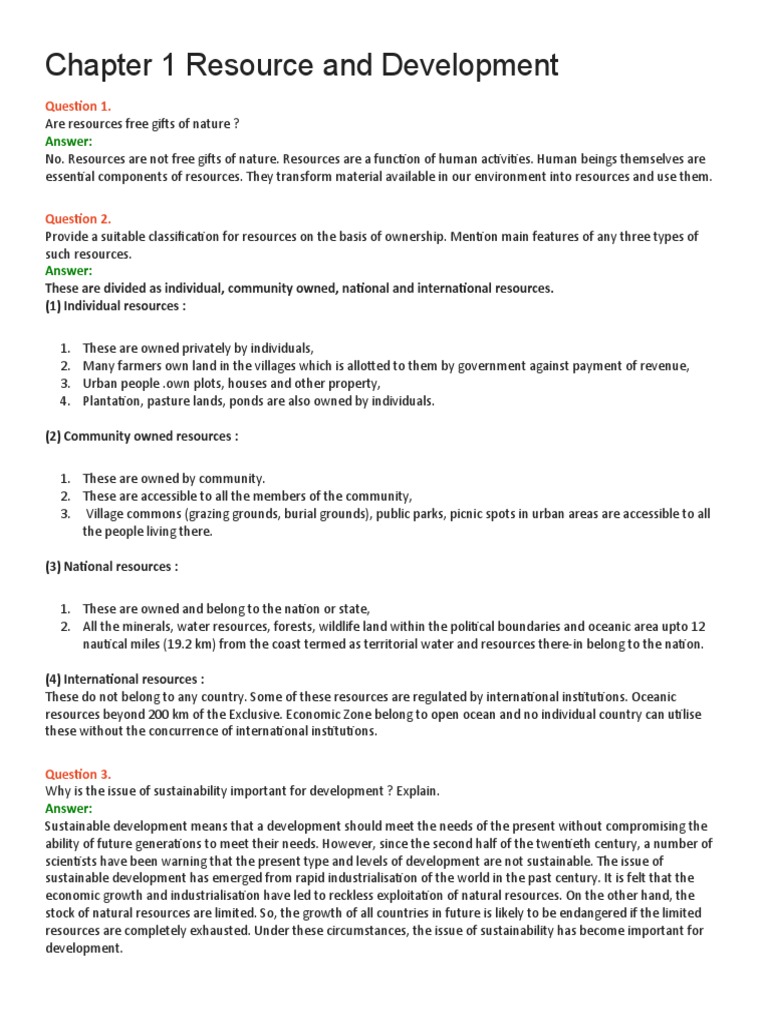 CLASS 10 CH-1 GEOGRAPHY Question-Answers | PDF | Soil | Resource