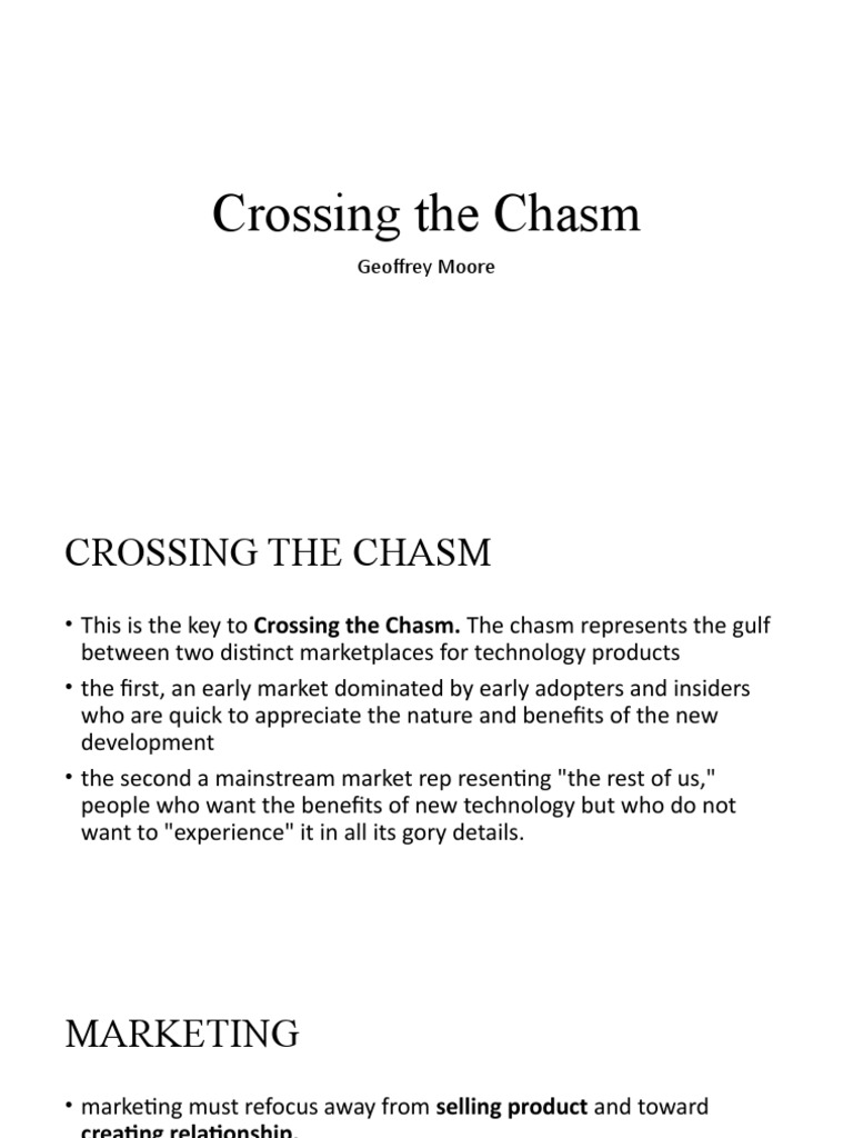Crossing The Chasm - Summary | PDF | Marketing | Innovation