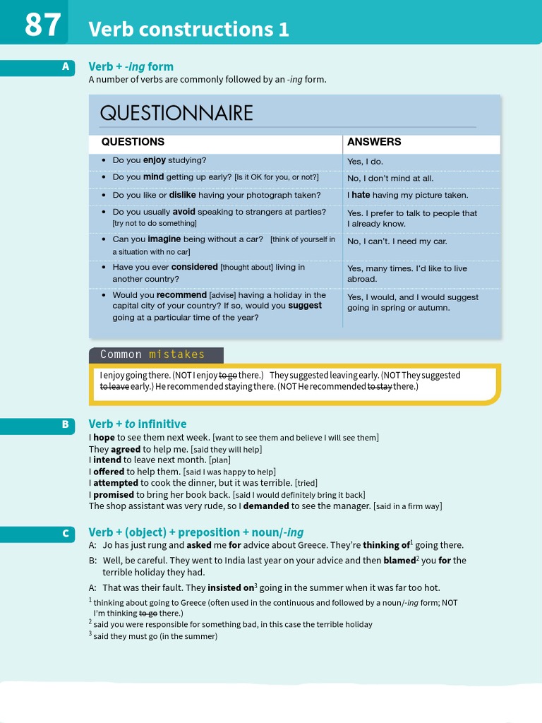 Verb constructions and common mistakes | PDF | English Language | Linguistics