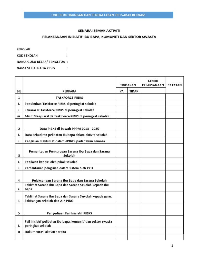 Instrumen Pengurusan PIBKS 2022 | PDF