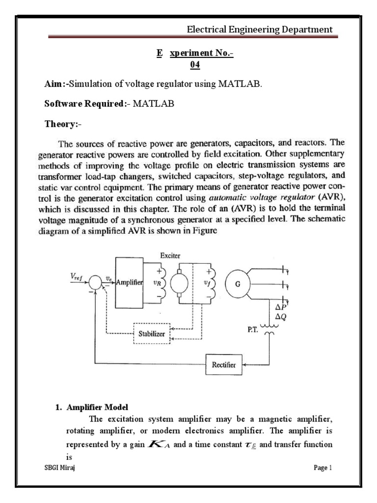 MATLAB Voltage Regulator Simulation | PDF | Electric Generator | Voltage