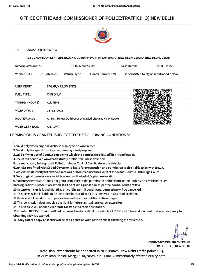 No Entry Permission Details | PDF | Government | Vehicles