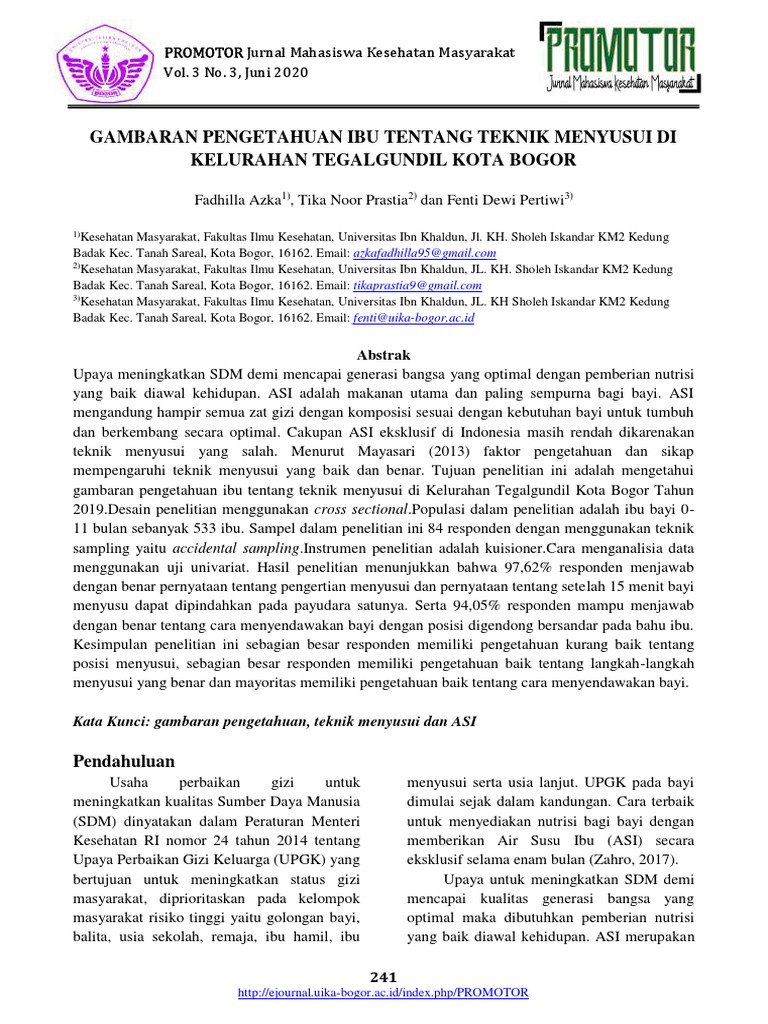 Jurnal Teknik Menyusui Asi Eks | PDF