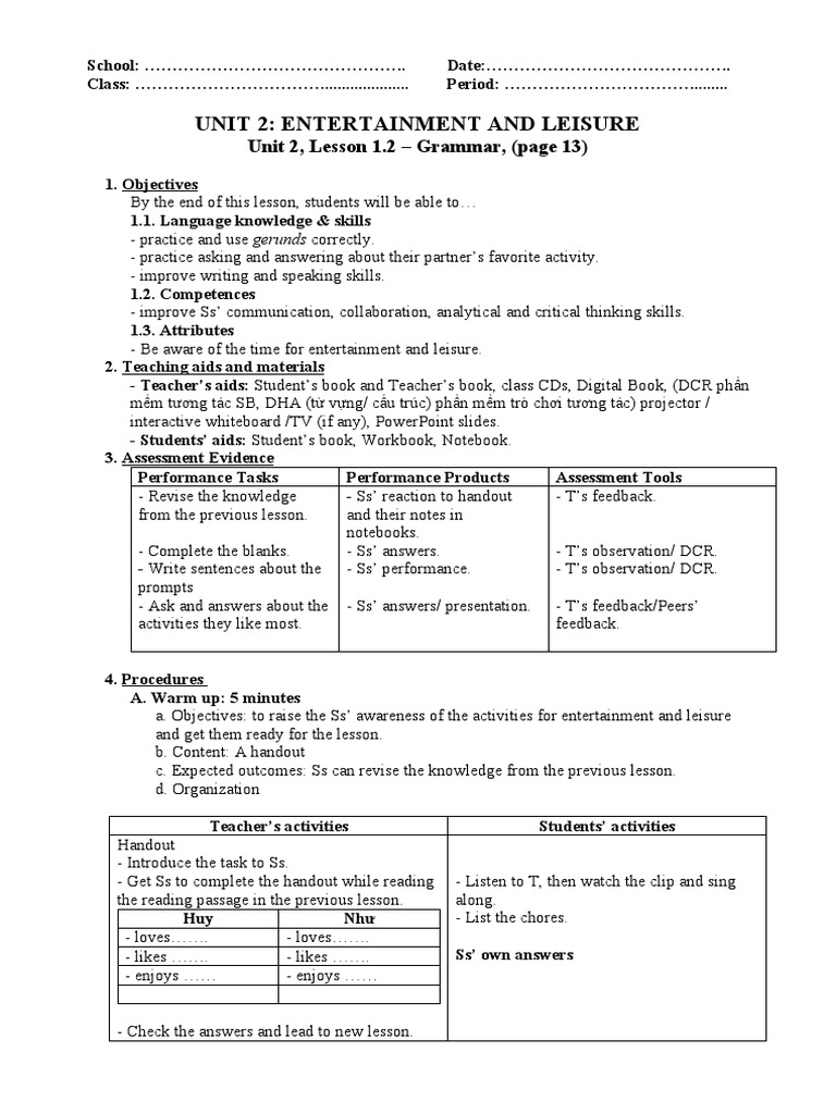 Unit 2, Lesson 1.2 - Grammar | PDF | Education Theory | Linguistics