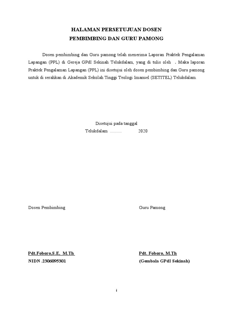 Halaman Persetujuan PPL Teologi | PDF | Karier & Perkembangan | Sains ...