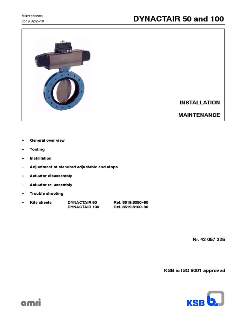 Actuator - Pneumatic Actuator - KSB Dynactair 50 & 100 - Installation ...