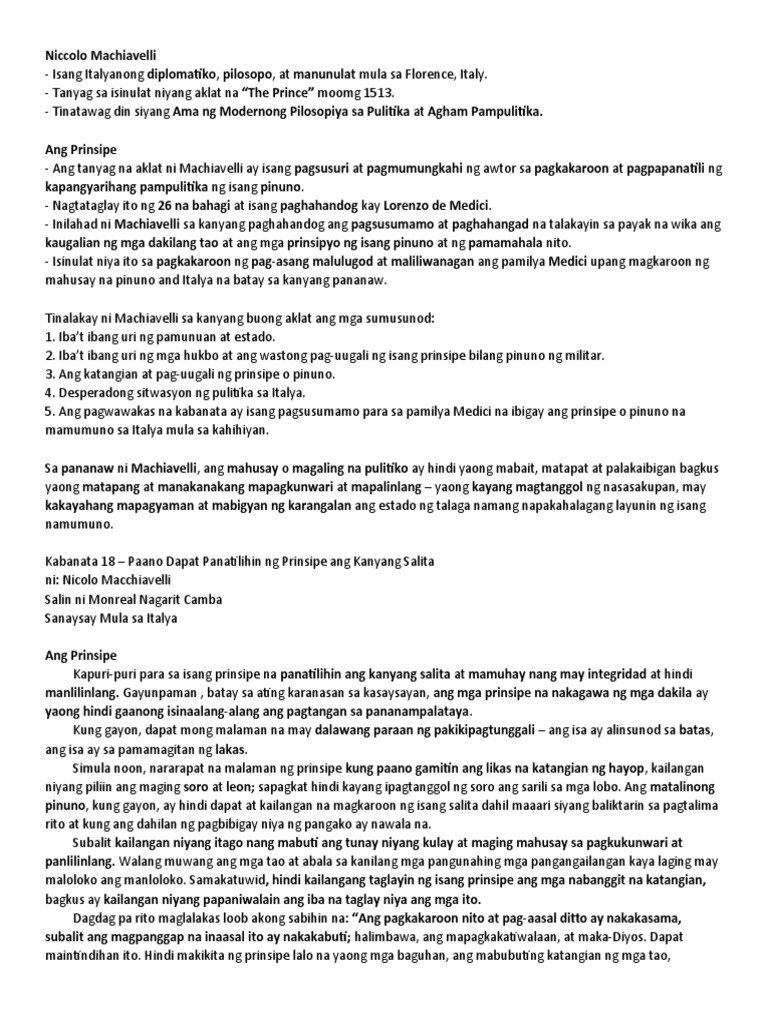 Niccolo Machiavelli | PDF