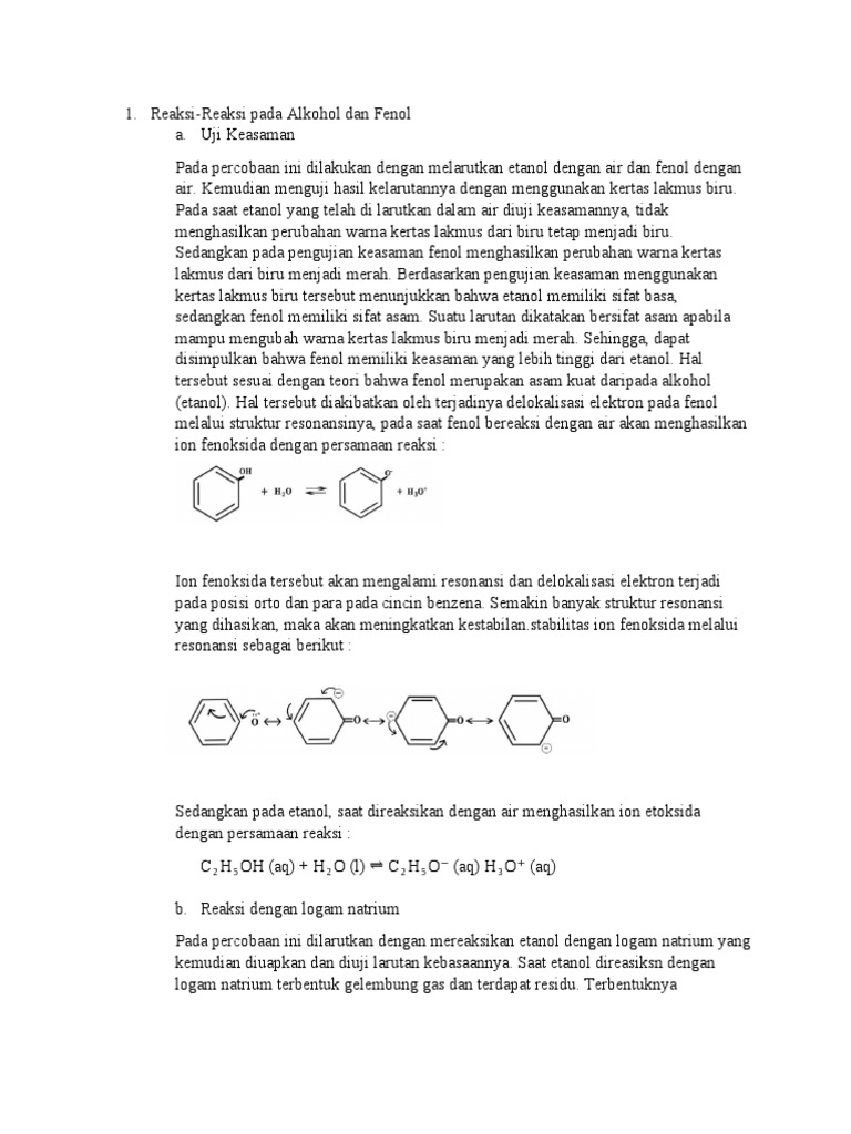 Pembahasan Alkohol Dan Fenol Praktikum Kimia Organik | PDF