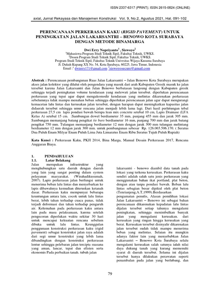 Perencanaan Perkerasan Kaku (Rigid Pavement) Untuk Peningkatan Jalan | PDF