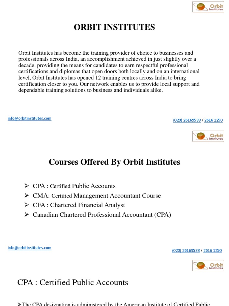 Professional Finance Online Classes at Orbit Institutes | PDF ...