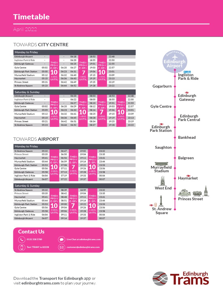 Web Timetable April 2022 | PDF | Edinburgh | Public Transport