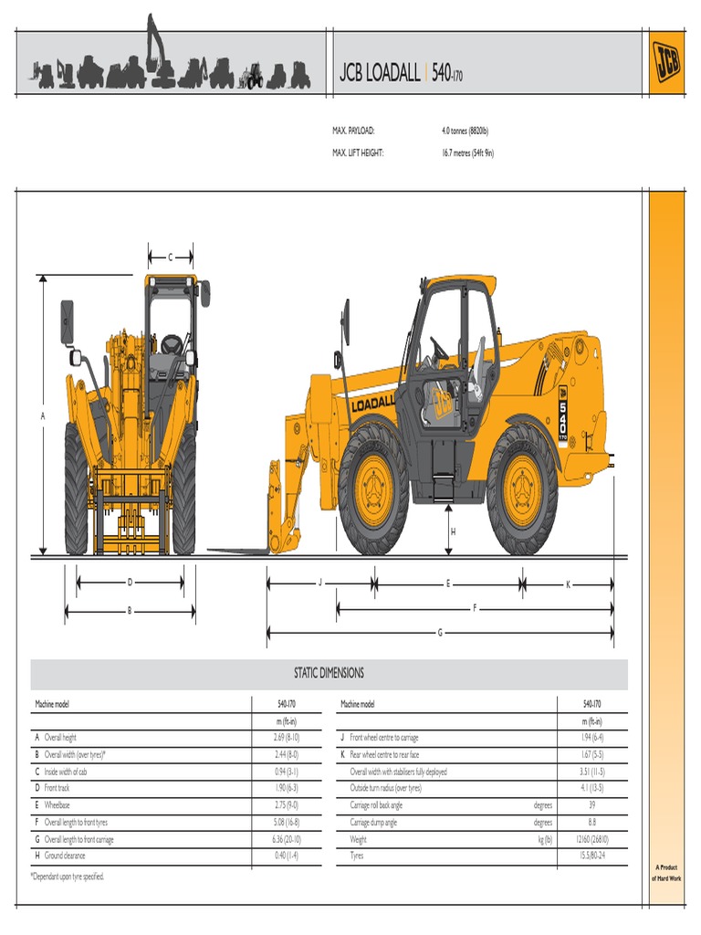 JCB Loadall 540-170 Specifications | PDF | Brake | Truck