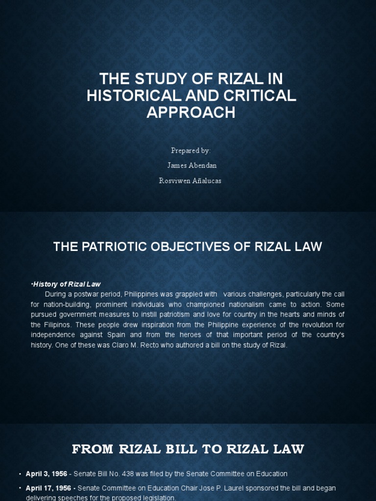 The Study of Rizal in Historical and Critical | PDF | Philippines